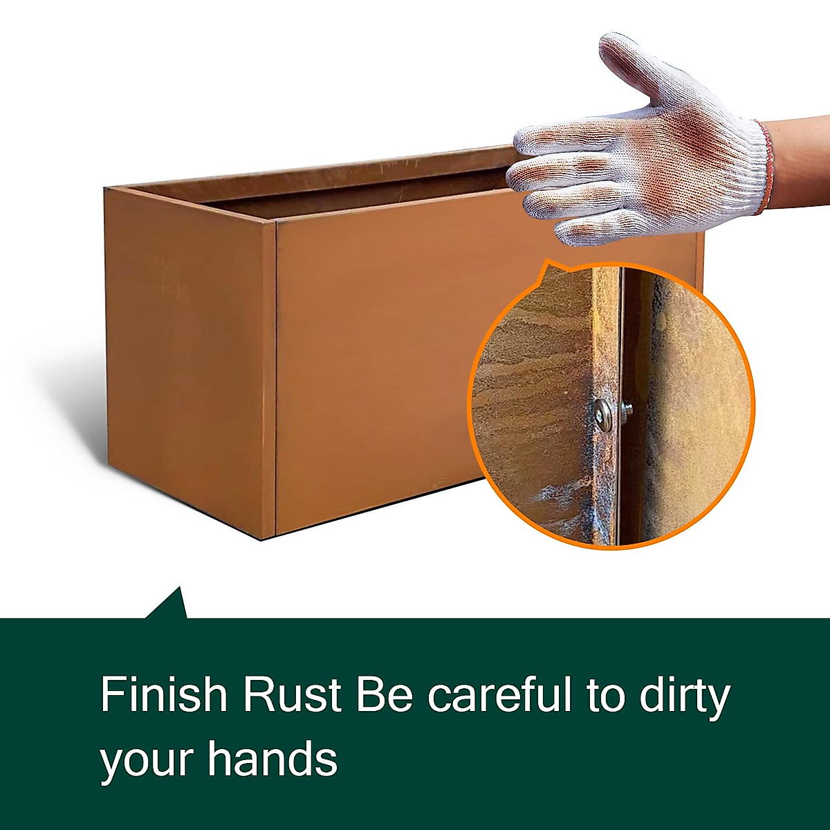 GZGNEEVL Corten Steel Planter Box Rectangular Planters Large Outdoor Planter Metal Planter Box for Tall Plant Trough Rustic Patina for Garden Yard Commercial Residential Farm 16 in x 31.5 in x 16 in