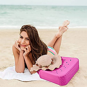 Rubber Beach Bag Tote Bags, Waterproof Washable EVA Portable Travel Bags Open Tote Bag Silicone Basket for Beach,Sport,Market, 15.6×12.2×5.1''