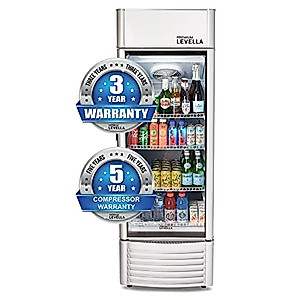 PremiumLevella PRF90DX Single Glass Door Merchandiser Refrigerator -Beverage Display Cooler-9.0 cu ft-Silver