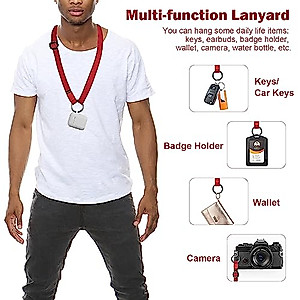 Desing Wish Dual-use Adjustable Lanyard for Original Long Crossbody Lanyard or End-to-end Connection Lanyard, Anti-lost Cross Body Strap Cotton Neck Strap Holder for Keys Wallet Camera (Red)