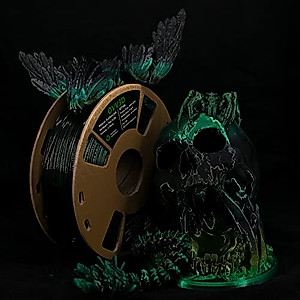 2 Pack PLA Filament 1.75mm, 3D Printer Filament Silk Black Purple with Silk Black Green Color Changing, Silk PLA Filament, 2kg
