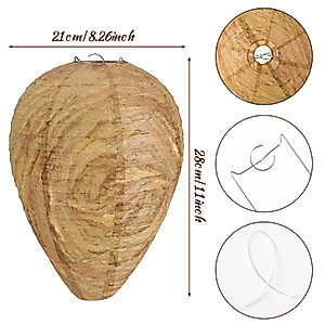 DECYOOL 12 Pack Paper Wasp Nest Decoy Hanging Wasp Nest Stay Away from Wasps Hornets Yellow Jackets(Dark Brown)