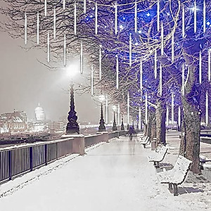 Solar Meteor Shower Christmas Lights Outdoor 10 Tube 360 LED, Falling Rain Lights, Waterproof String Lights for Xmas Tree Garden Yard Porch Wedding Party Décor White