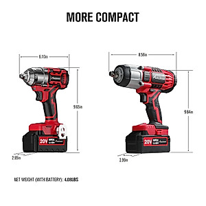 AVID POWER 1/2 Impact Wrench Brushless, 20V Cordless Impact Gun w/ 3 Variable Speeds, Max Torque 370ft-lbs (500N.m), 3.0Ah Li-ion Battery, 4Pcs Impact Sockets, Fast Charger
