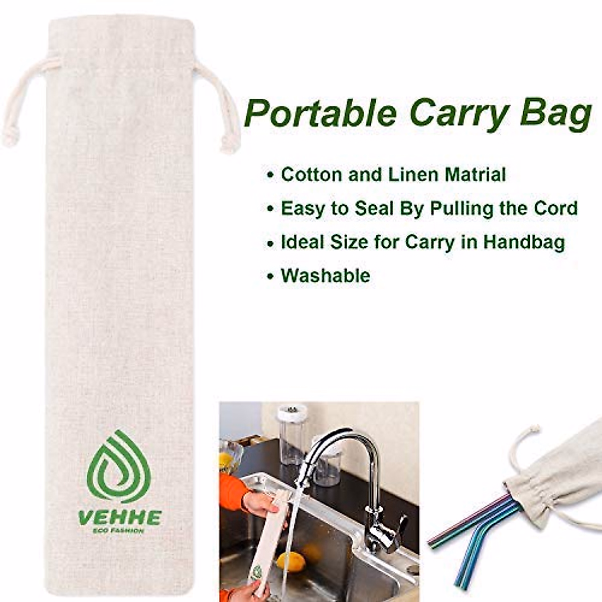 VEHHE Metal Straws Drinking Straws 10.5" Stainless Steel Straws Reusable 8 Set - Ultra Long Rainbow Color-Cleaning Brush for 20/30 Oz for Yeti