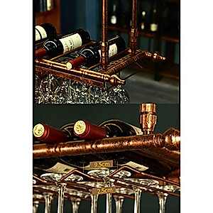 European Style Suspension Wine Glass Rack|Wine Rack|Ceiling|Wine Bottle Rack Bar|Restaurant|Bar Counter|Goblet Holder Adjustable J1015, PIBM, Black, L120×W30cm