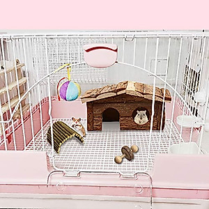 Hamiledyi Hamster Hideout Wooden House,Natural Wood Rat Hut Hamster Bridge for Dwarf Hamster Mouse Playing Hiding