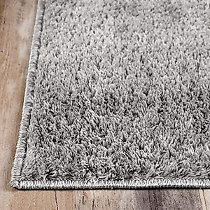 Superior Indoor Large Shag Area Rug with Non-Skid Foam Backing, Ultra-Soft & Fluffy Shaggy Rugs for Living Room, Bedroom, Office, Dining, Home Floor Decor, California Collection, Silver, 10' X 14'
