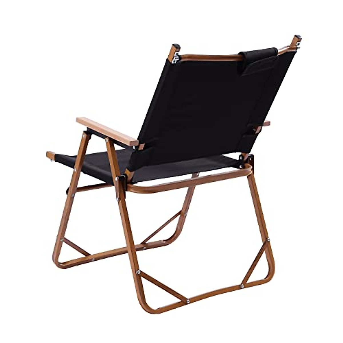 DYRABREST Outdoor Folding Camp Chair Wood Grain Portable Lawn Chairs 308 LBS Heavy Duty Travel Chair Aluminum Frame Lightweight Lounge Chair for Camping, Garden, Picnics, Patio, Beach (Black)