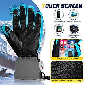MORXPLOR Ski Snow Gloves for Men Women,3M Thinsulate Insulated Warm Winter Snowboard Gloves,Waterproof Windproof Winter Touchscreen Snowmobile Gloves for Cold Weather