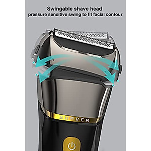 Men's Foil Electric Shavers, Electric Razor for Men Cordless USB-C Rechargeable Shaver with Pop-up Trimmer, Waterproof Wet and Dry Foil Razor with Travel Pouch LED Display for Face Beard Style