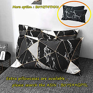 Jumeey Black Duvet Cover Queen Marble Black White Grey Gold Plaid Bedding Sets Queen Full Geometric Bedding Modern Men Women Teen Boys Girls Abstract Black Gold Triangle Grid Duvet Bedding Full Size