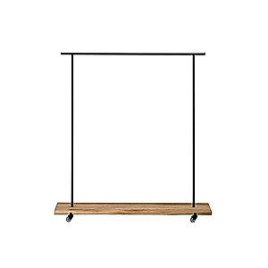 XYYXDD Industrial Style Clothes Rail,Horizontal Bar Metal Mobile Clothing Rack Floor-Standing Display Stand with Solid Wood Partition Shoe Rack/Black/160 * 90 * 40Cm