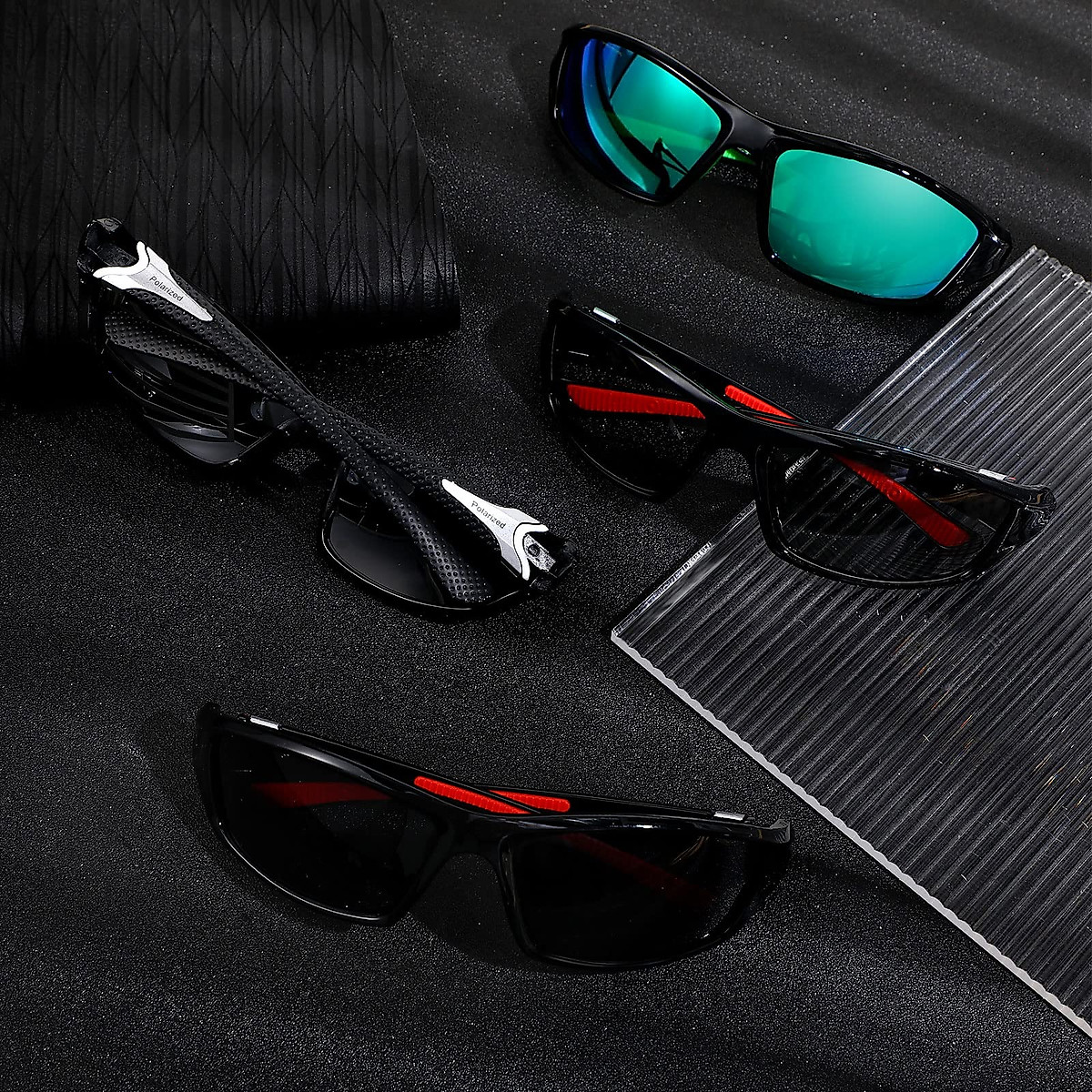 Cindeer 8 Pairs Polarized Sunglasses for Men and Women Sun Glasses with UV Protection Sport Sunglasses for Outdoor Activities (Black)