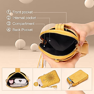 APHISON Mini Cell Phone Purse, PU Leather Small Crossbody Bags for Women, Lightweight Cute Purses with Tassel