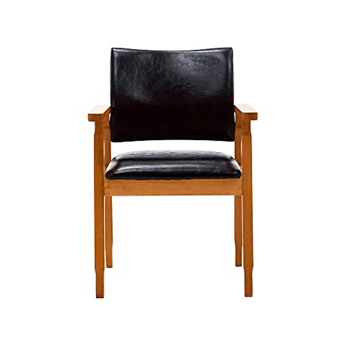 DAGONHIL Modern Walnut Dining Arm Chair Accent Chair Armrests Wooden Chair with Leather Cushion Backrest for Kitchen Dining Room(Pack 1)