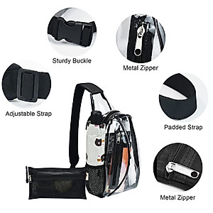 Clear Sling Bag, Stadium Approved Mini PVC Crossbody Shoulder Backpack, Transparent Casual Chest Daypack for Women & Men, Perfect for Hiking, Stadium or Concerts
