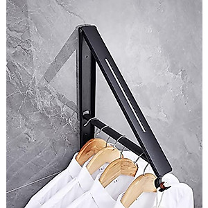 WXS-CHALL Aluminum Wall Mounted Clothes Drying Rack - Space Saving Folding Laundry Rack for Wall, Collapsible Design (Black)