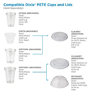 Georgia-Pacific Dixie® Dome Lid for 14-24 oz PETE Cold Cups, DF1424PET, Clear, 100 Lids per Sleeve, 10 Sleeves per Case