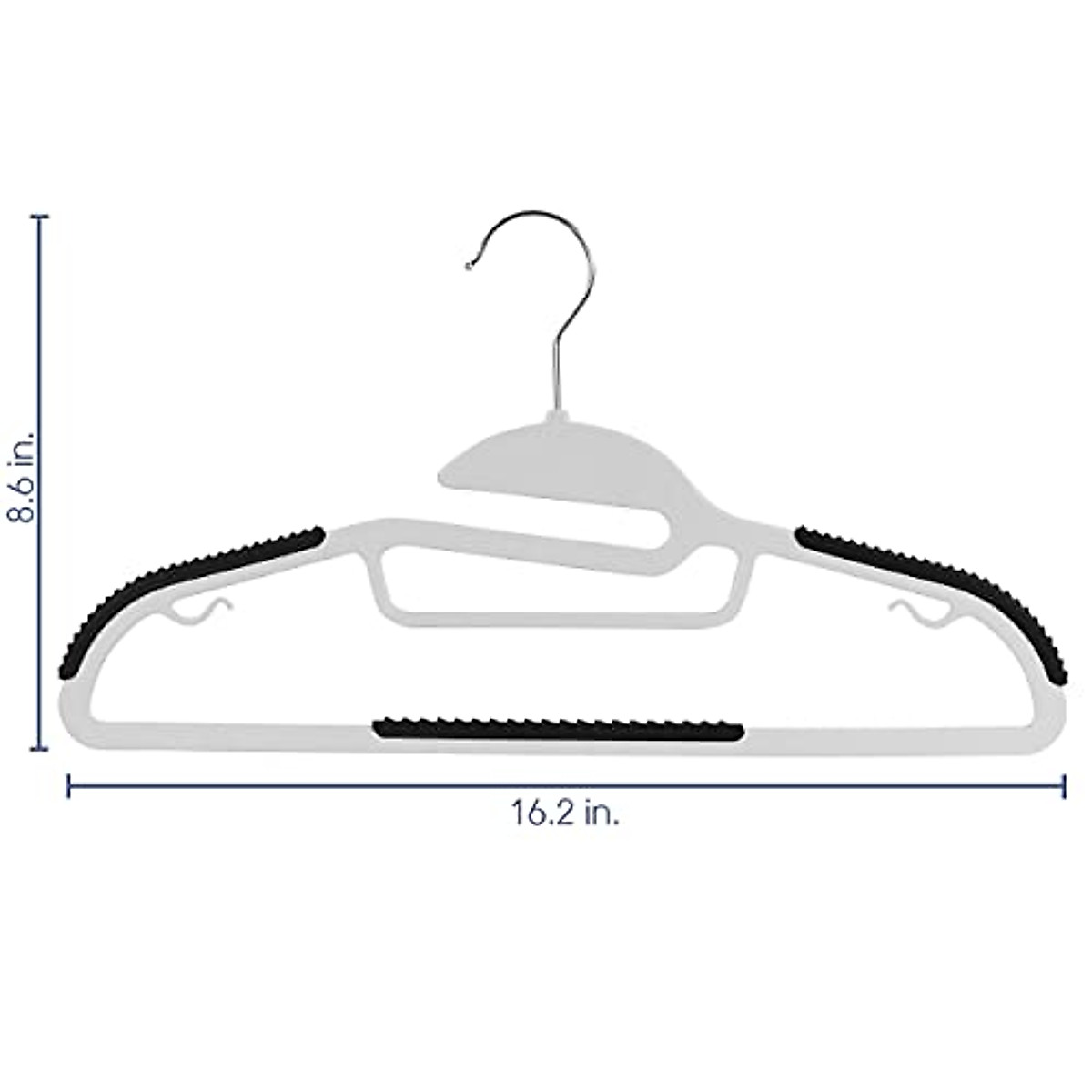 Elama Home 50 Piece Non Slip Hanger with U-Slide in White and Black