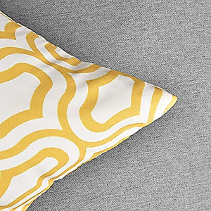 Yastouay Throw Pillow Covers Set of 6 Modern Decorative Throw Pillow Cases Geometric Pillow Covers Cushion Covers for Couch Sofa Bedroom Car (Yellow and White, 18 x 18 Inch)