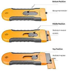 100Pcs Plastic Razor Blade Scraper with Retractable Blade: Without Damaging Surfaces Cleaning Tool for Adhesive Remover, Sticker Remover, Labels, Paint, Work on Cars, Windows, Trucks, Mailboxes