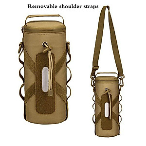 Jadedragon Water Bottle Carrier Tactical Holder Storage Bag Bottle Pouch Holder with Adjustable ShoulderHand Strap 33oz for Hiking Travel Camping (Black cp)