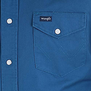 Wrangler Men's Authentic Cowboy Cut Work Western Long-Sleeve Firm Finish Shirt,Dark Teal,X-Large