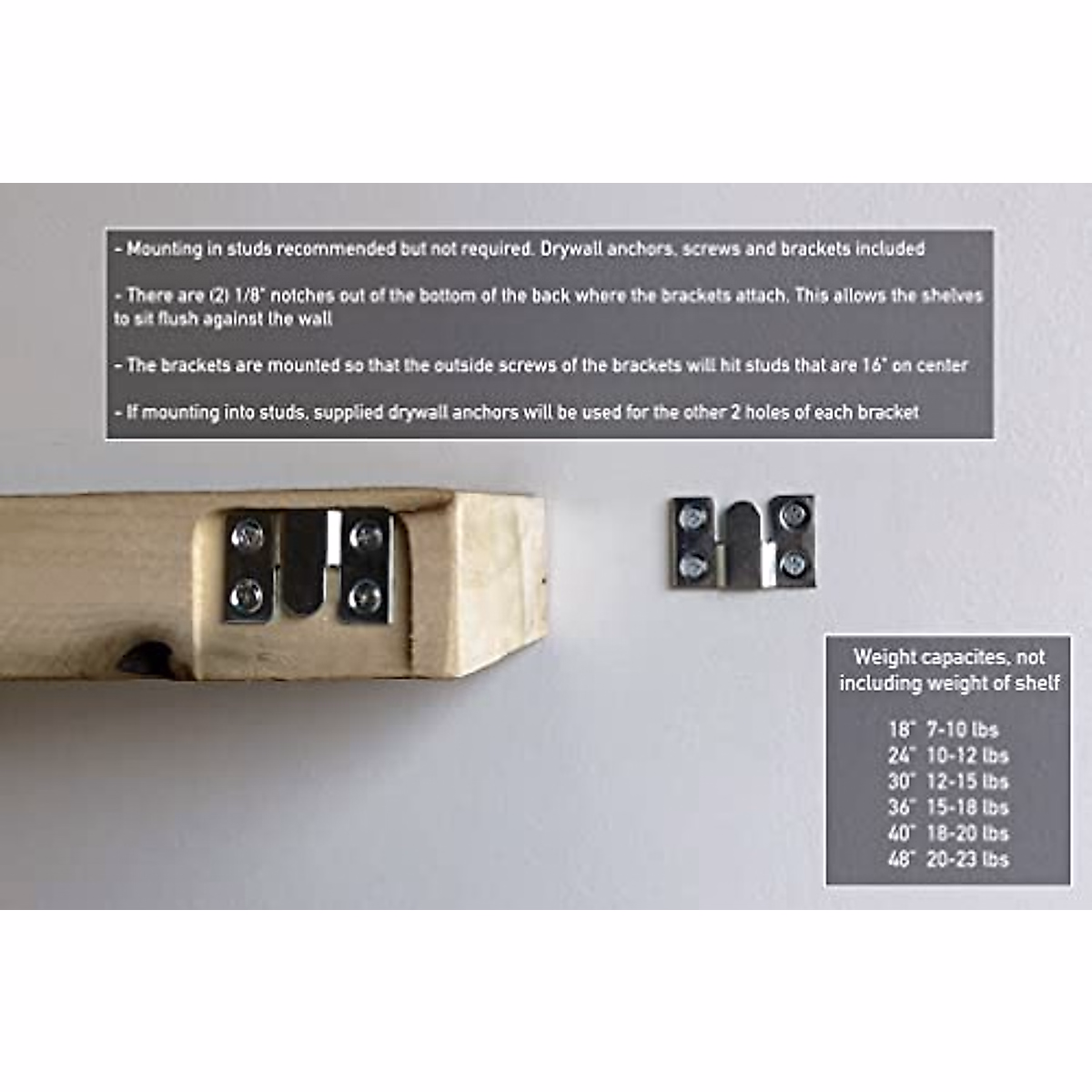 Urban Legacy Accent Floating Shelves | Reclaimed Wide Plank Barn Wood with Floating Brackets | Set of 2 (Natural, 36" x 7" x 2")