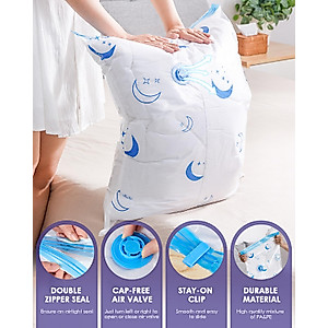 Vacuum Storage Bags, 5 Pack Large Size (32"x22") Reusable Vacuum Compression Space Saving Bag for Clothes, Mattress, Blankets, Duvets, Pillows, Comforters, Quilts, Dresses, Travel