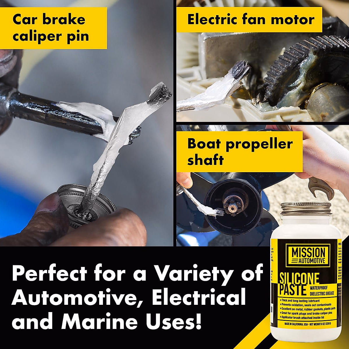 Mission Automotive Dielectric Grease/Silicone Paste/Waterproof Marine Grease (8 Oz.) Made in USA- Excellent Silicone Grease