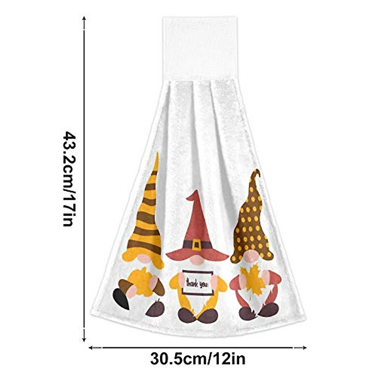 KOCOART Thanksgiving Day Gnomes Kitchen Hand Towels Thankful Hanging Tie Towel with Loop 2PCS, Soft Super Absorbent Fingertip Towel for Bathroom Washroom Guestroom Hotel 12x17 in
