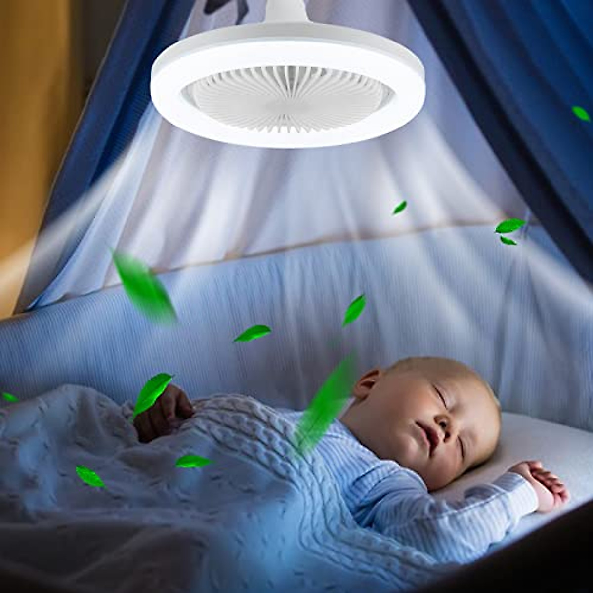 Gosuguu Modern Ceiling Fan with Lights- Enclosed Low Profile Fan Light Hidden Electric Quiet Fan with LED Light for Bedroom, Kitchen, Living Room W
