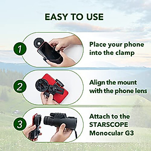 STARSCOPE Adjustable Phone Scope Mount - Telescope Phone Adapter Fits Most Phones (Max 110mm) | Easy-Adjust, Universal Spotting Scope Phone Adapter | Phone Attachment for Binoculars and Monoculars
