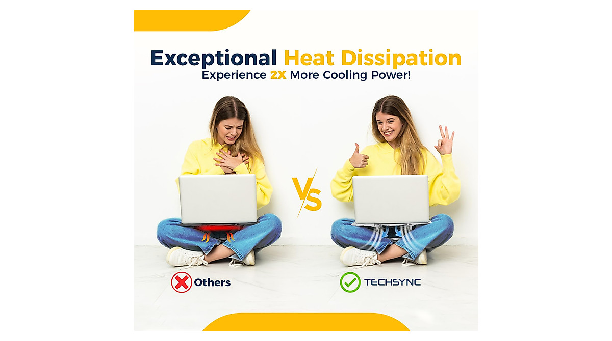 TechSync 360° Rotating Portable Laptop Stand for Desk, Aluminum Ergonomic Laptop Riser ...