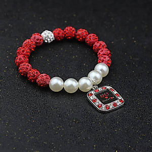 Sorority Paraphernalia Gift for Women Soror 1913 Greek Sorority Bracelet Red Elephant Charm Bracelet Sisterhood Gift Graduation Jewelry (Black)