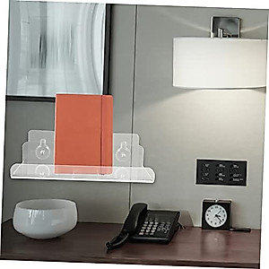 HOMSFOU Organizer Mount Bookshelf Wall Mounted Transparent for Store Record Show Clear Showing Practical Home Invisible Rack Office Shelf Kitchen Lp Book Album Acrylic Magazine Floating