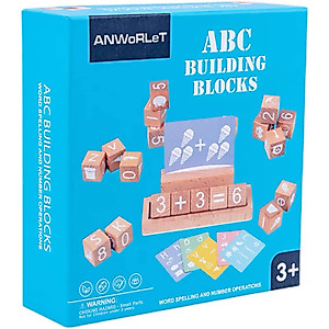 Wooden Blocks,31 PCS ABC Building Blocks,Wooden Alphabet Baby Blocks,Counting & Building Block Set,Blocks Toys for 3+ Year Old,1.18inch,Gifts