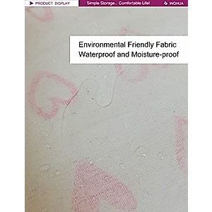 INGHUA Laundry Hamper Large Canvas Fabric Lightweight Storage Basket/Toy Organizer/Dirty Clothes Collapsible Waterproof for College Dorms, Boys and Girls Bedroom,Bathroom(Pink hearts)