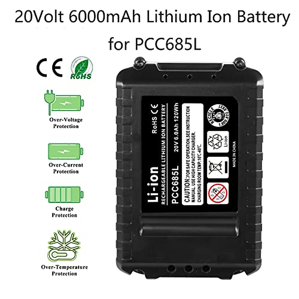 Volt1799 2PACKS 6.0Ah Upgraded 20V MAX Lithium Battery Replacement Battery for Porter Cable 20V Lithium Battery PCC685L PCC680L PCC682L PCC685LP