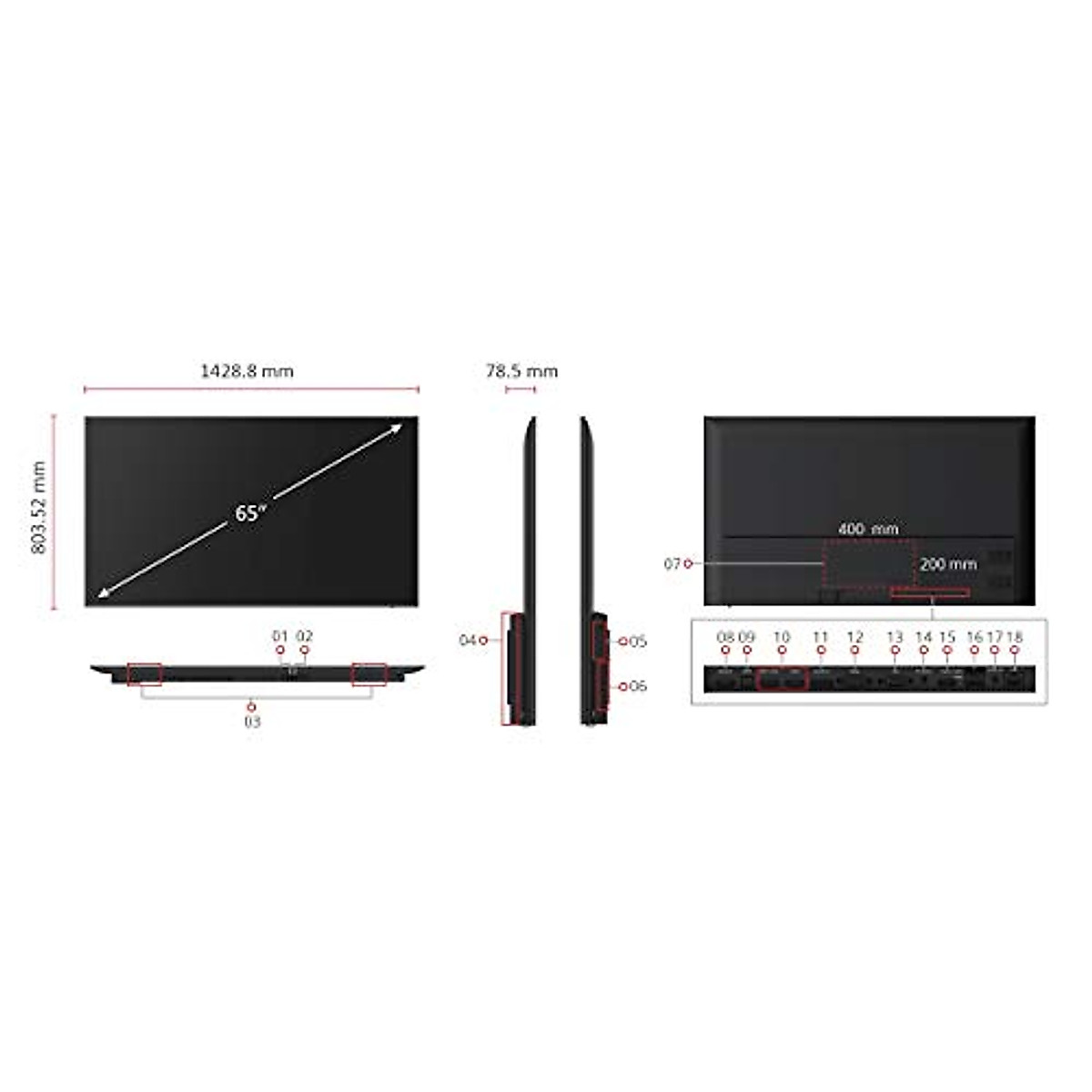 ViewSonic CDE6520-W - 65" Display, 3840 x 2160 Resolution, 450 cd/m2 Brightness, 24/7