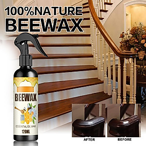 UYUAN Beeswax Spray Furniture Polish Spray, Natural Micro-Molecularized Beeswax Spray Cleaner with Sponge & Towel for Wood Furniture, Restores Shine and Protects Surfaces