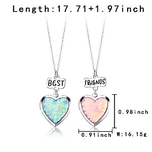 Kefley Heart Locket Necklace for Best Friends Matching Friendship Necklaces for 2 Girls Bff Birthday Christmas Gifts for Girl Bestie Necklace for Friends Sweet Gifts for Girls