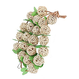 Bird Chewing Toys Rattan Ball String Parrots Swing Toy Foraging Shredder Toy Hanging Hammock Bell Swing Chewing Toy for Training and Playing Fetch(L-Wooden Color)