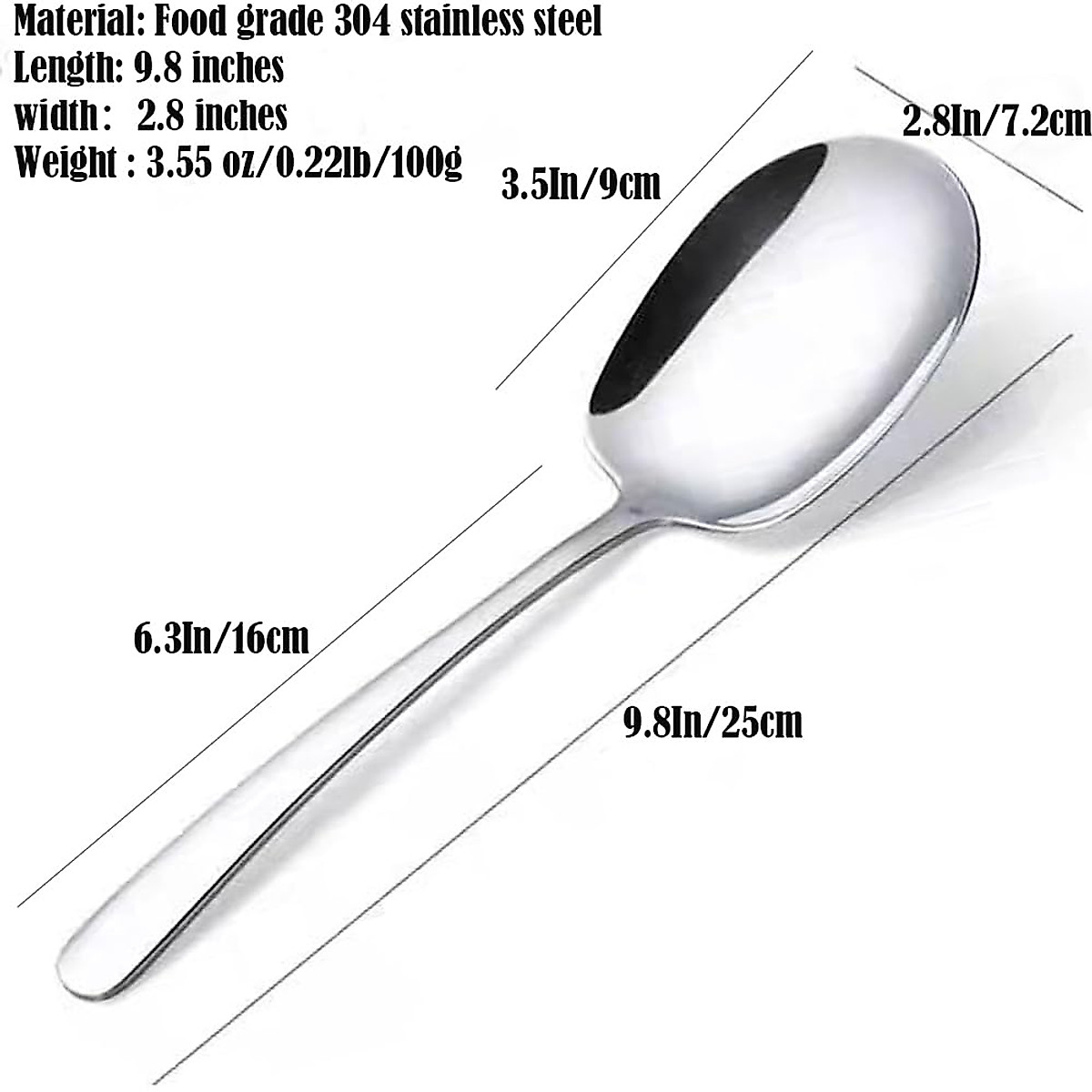 SIAIQIANG X-Large Serving Spoons Set,Foodgrade 18/8 Stainless Steel Serving Spoons,9.8 Inch Large Serving Utensils of Spoons Set,Serving for Salads Pasta Platters Mashed Potatoes Buffets Etc (2 pc)