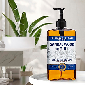Body Prescriptions Crimson & Oak Men's Deep Cleansing Hand Soap with Pump Dispenser, 17 Fl Oz (Pack of 1), Sandalwood and Mint