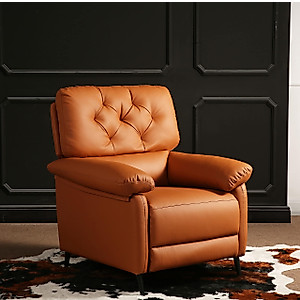 olimix Recliner Chair Push Back PU Leather Recliner Single Sofa Living Room Chair Modern Reclining Chair Recliner Sofa 21.2" Width (Orange)