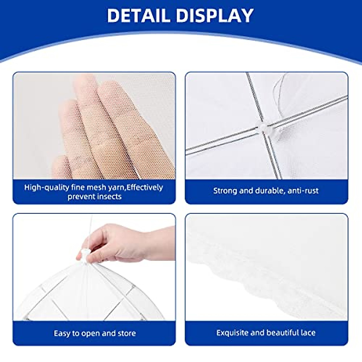 7 Packs Mesh Food Cover for Outside,1 Large 40"X24" and 6 Packs 17"X17" Pop-Up Mesh Screen Food Tent Umbrella Reusable and Collapsible Food Net for Picnic Accessories and Outdoor Party Home Use