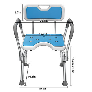 Shower Chair Bath Seat for Inside Bathtub with Arms and Back Tub Bathroom Stool for Seniors Handicap Elderly and Disabled, Supports up to 330 lbs