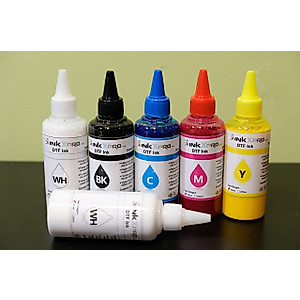 INKXPRO Premium DTF Ink for Inkjet Printer Direct to Film Heat Transfer Printing for Epson ET8550, XP15000, Artisan 1430, L1800-600ml Total (KCMY+2 White)